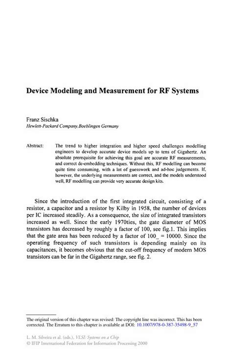 Pdf Device Modeling And Measurement For Rf Systems Dokumentips