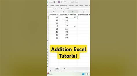 Excel Tutorialaddition Formula Youtube