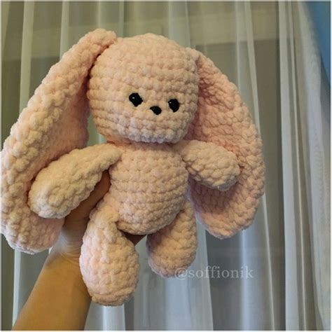 вязанный зайка из плюшевой пряжи | Slippers