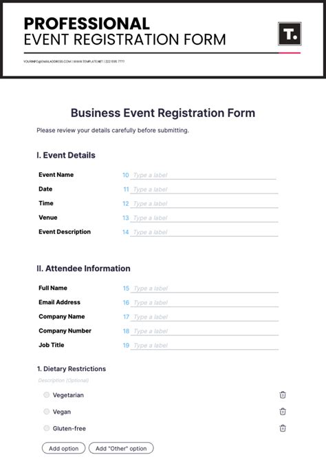 Free Business Event Registration Form Template To Edit Online