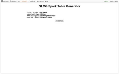Glog Spark Table Generator
