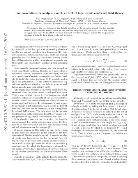 Pdf Pair Correlations In Sandpile Model A Check Of Logarithmic