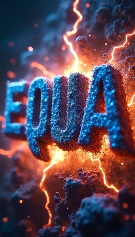 Dynamic Equa Text Illuminated By Electric Sparks Stock Image Image Of Captivating Balance
