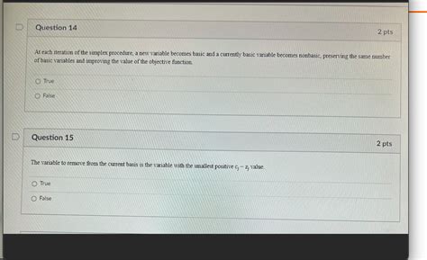 solved question 14 2 pts at each iteration of the simplex