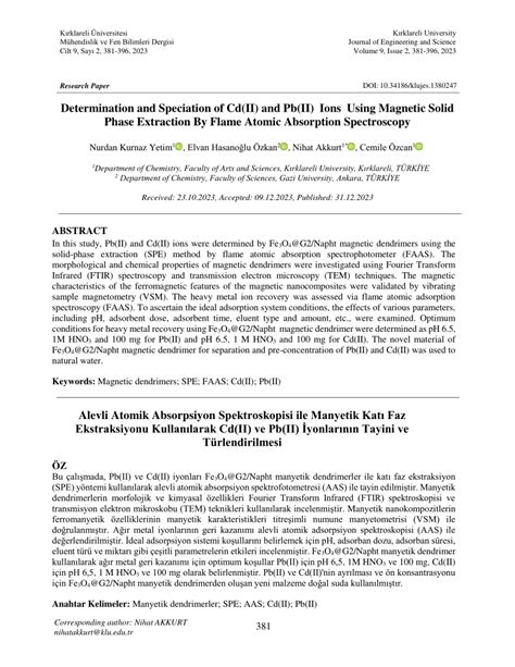 Pdf Determination And Speciation Of Cdii And Pbii Ions Using
