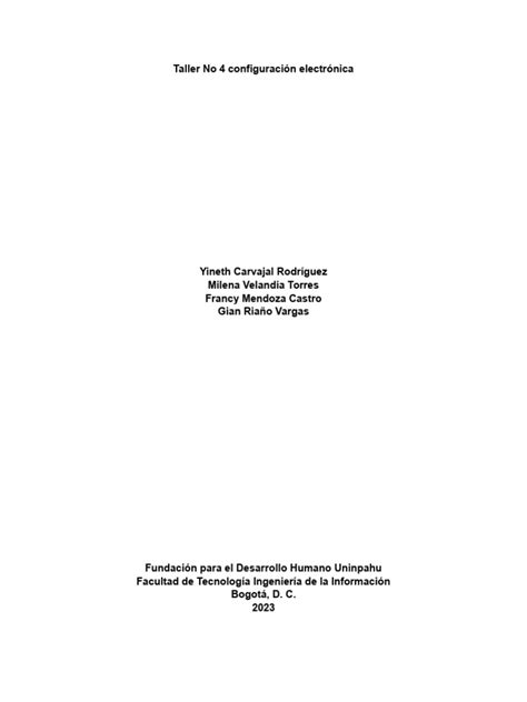 Taller 4 Configuracion Electronica Descargar Gratis Pdf Configuración Electronica
