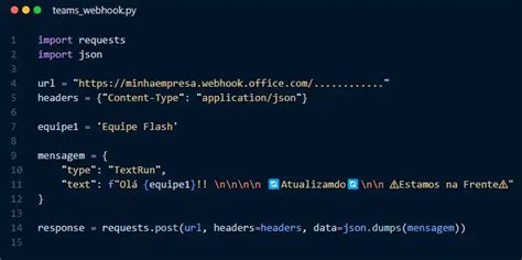 mensagens no teams via requisição com python bruno silva python