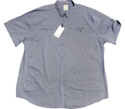 Рубашка Bagarda Короткий рукав Синя в білу клітинку 7xl 900121