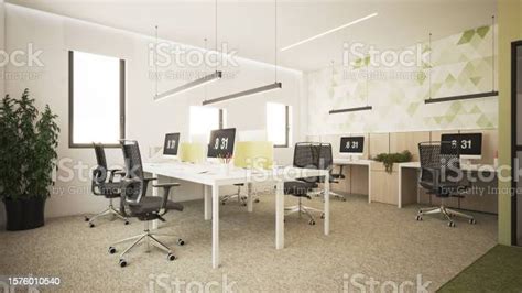 인테리어 디자인 사무실의 컴퓨터 생성 이미지입니다 건축 시각화 3d 렌더링 스톡 사진 0명에 대한 스톡 사진 및 기타 이미지 Istock
