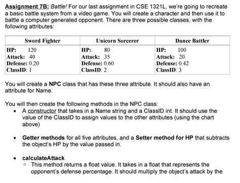 Solved Assignment 7b Battle For Our Last Assignment In Cse