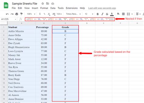 Google Sheets IF THEN Formula