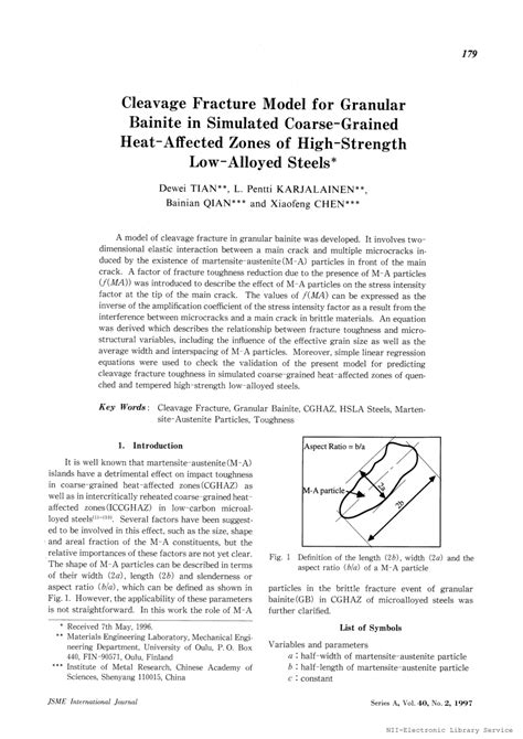 Pdf Cleavage Fracture Model For Granular Bainite In Simulated Coarse Grained Heat Affected