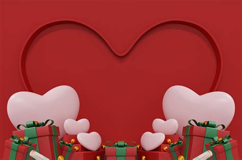 행복한 발렌타인 데이 배경입니다 발렌타인 데이에 브랜딩 제품 프레젠테이션을 위한 추상적인 배경 최소 스타일 빈 공간이 있는 모형 및 템플릿 장면 3d 그림 0명에 대한 스톡