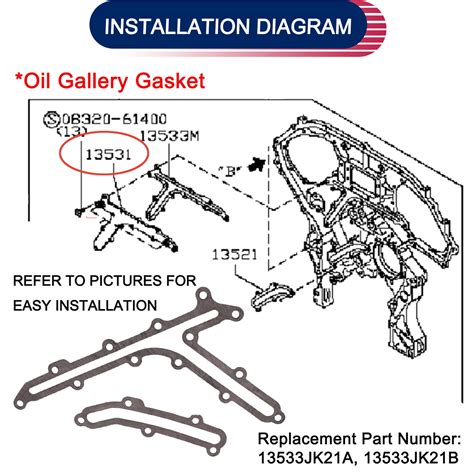 Set of 2 13533JK21A 13533JK21B Oil Gallery Gasket Fit for Infiniti G35 ...