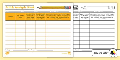 Sixth Grade Article Analysis Template Teacher Made Worksheets Library