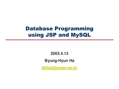 Ppt Database Programming Using Jsp And Mysql Powerpoint Presentation