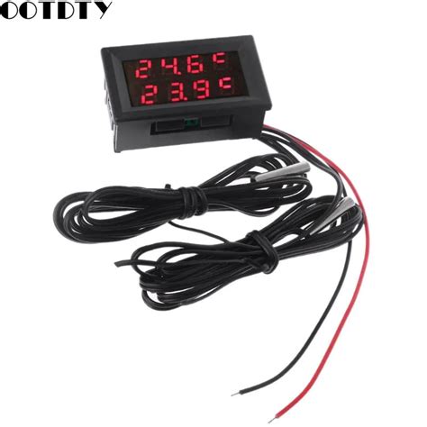Dual Display Digital Thermometer Temperature Sensor Tester With 2 Ntc Waterproof Metal Probe 