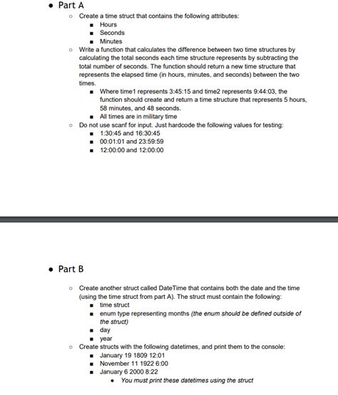 Solved Part A O Create A Time Struct That Contains The