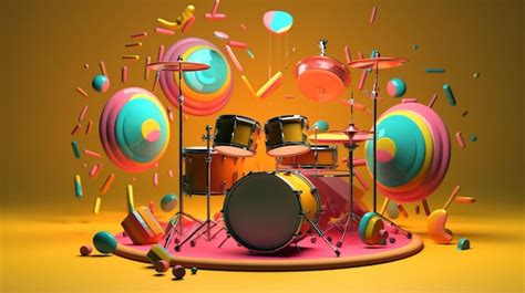 Dynamic Rhythms Vibrant Music Vector Featuring Drums And Percussion