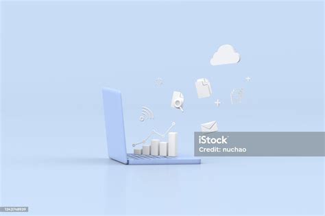 주식 거래 그래프 성장 전략 차트 클라우드 컴퓨팅 노트북의 그림 3d 렌더링 파일에 대한 스톡 사진 및 기타 이미지 파일 3차원 형태 Brand Name Smart