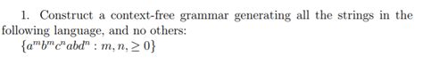 Solved Construct A Context Free Grammar Generating All The