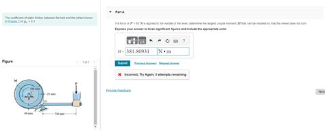 Solved The Coefficient Of Static Friction Between The Belt