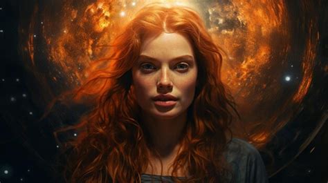 Portrait Of Woman With Universe Projection Texture Realistic Premium Ai Generated Image