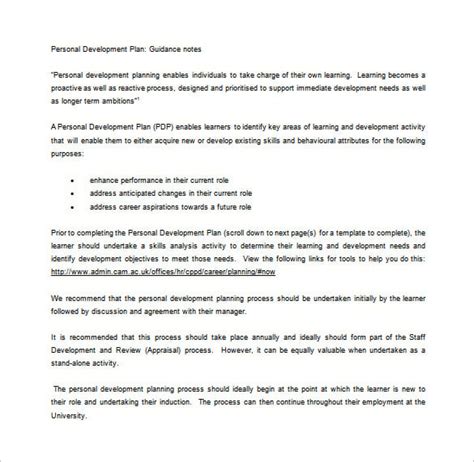 Performance Development Plan Sample Pdf Template
