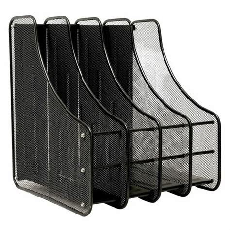 Powder Coated Stainless Steel Metal Mesh Magazine Holder 4 Slots Tiered Shelf File Rack Free