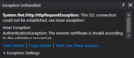 Asp Net Core Issue With HTTPS Connection To CosmosDb Emulator In Linux Docker Container