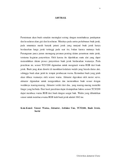 Perancangan Alat Sortir Buah Jeruk Berdasarkan Warna Rgb Dengan Mikrokontroller Arduino