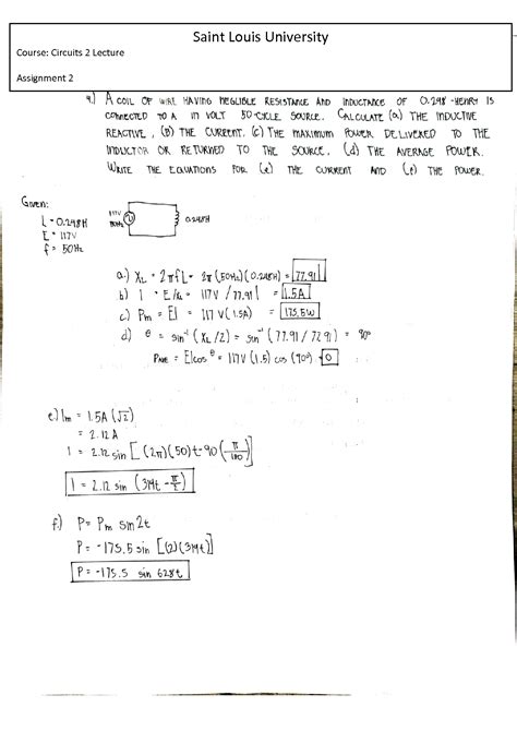 Solution Circuits 2 Lecture Assignment 2 Studypool