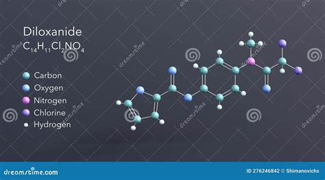Diloxanide Molecule 3d Rendering Flat Molecular Structure With