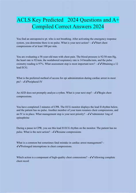 Acls Key Predicted 2024 Questions And A Compiled Correct Answers 2024 Acls Stuvia Us