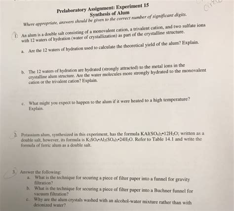 solved prelaboratory assignment experiment 15 synthesis of