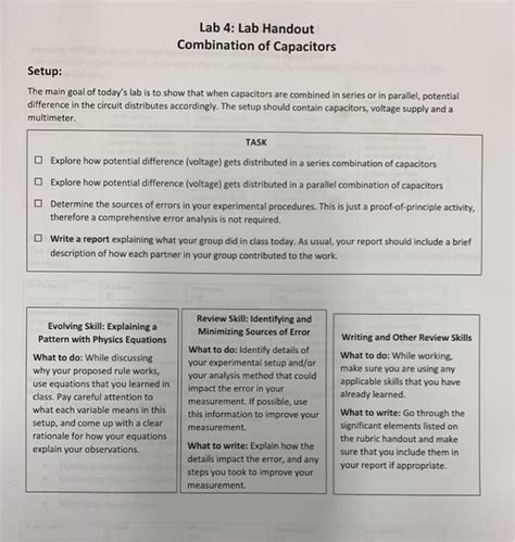 Solved Lab 4 Lab Handout Combination Of Capacitors Setup