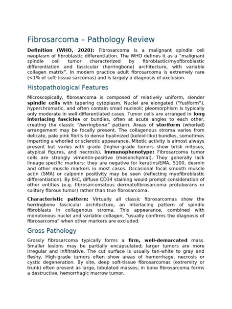 Fibrosarcoma Pathology Review Pdf Cancer Medical Specialties
