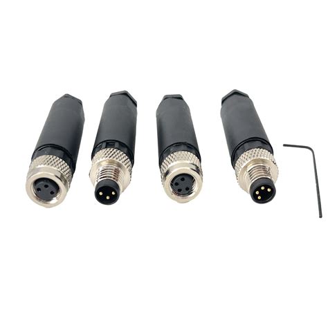 M8航空插头连接器传感器接头公母防水连接器3芯4芯公母接头针孔式 阿里巴巴