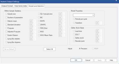 The Numeric Output View Forecast Pro
