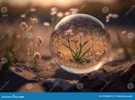 Closed Ecosystem Of Plants In A Jar Florarium Ai Genarated Stock