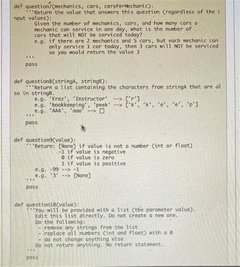 Solved Def Question Value Return A Boolean Teling Chegg