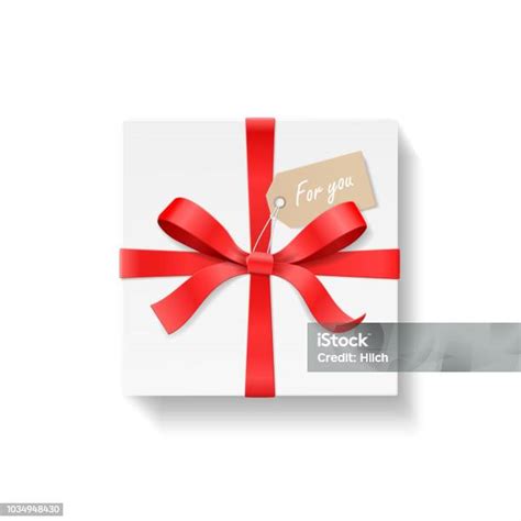 사각 선물 상자 붉은 색 나비 매듭과 리본 공예와 태그에 대 한 만요 3차원 형태에 대한 스톡 벡터 아트 및 기타 이미지 3
