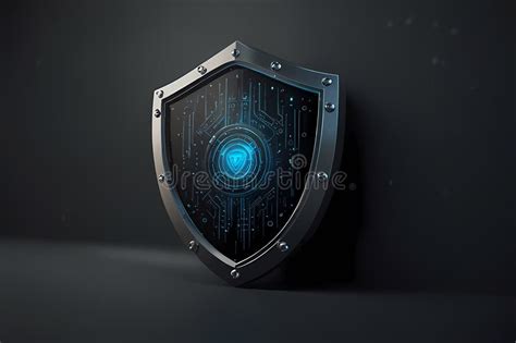 Cybersecurity Shield On Laptop Digital Data Protection Concept Stock