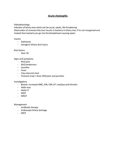 Acute Cholangitis And Bowel Obstruction Acute Cholangitis Pathophysiology Infection Of Biliary