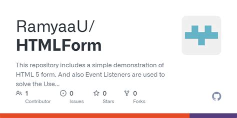 Github Ramyaau Htmlform This Repository Includes A Simple