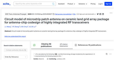Citation Report Circuit Model Of Microstrip Patch Antenna On Ceramic Land Grid Array Package