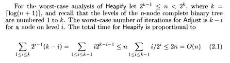 math how to derive the worst case time complexity of heapify