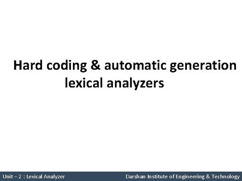 Unit 4 Unit 2 Pushdown Lexical Analysis Automata
