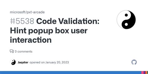 Code Validation Hint Popup Box User Interaction · Issue 5538