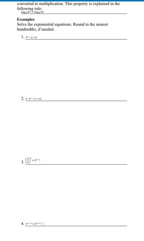 Solved Following Rule Logb A Rlogb A Examplessolve The